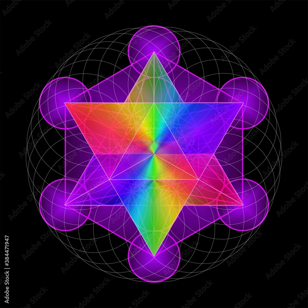 Merkaba- Rainbow pattern, Sacred Geometry, Vector Illustration Stock ...