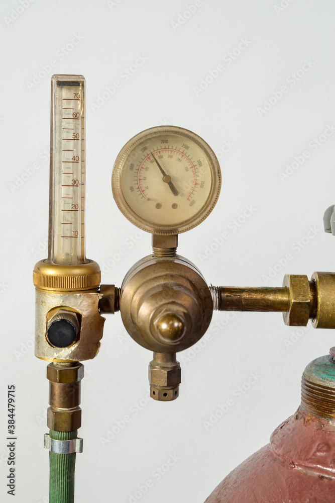 Gas cylinder for industrial welding with dial, valve and nozzle Stock ...