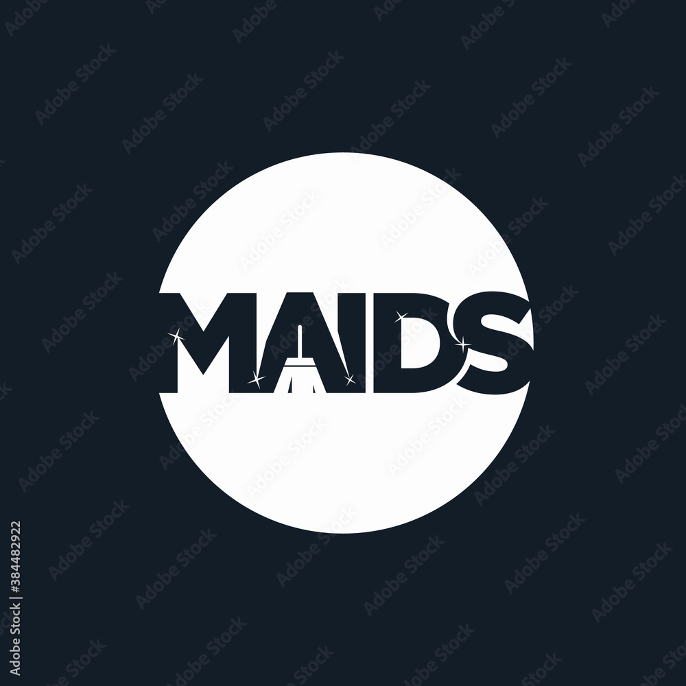 maids typography logo black white Stock Vector | Adobe Stock