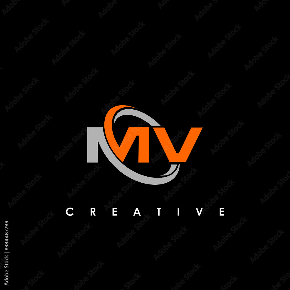 MV logo design template vector illustration Stock Vector | Adobe Stock
