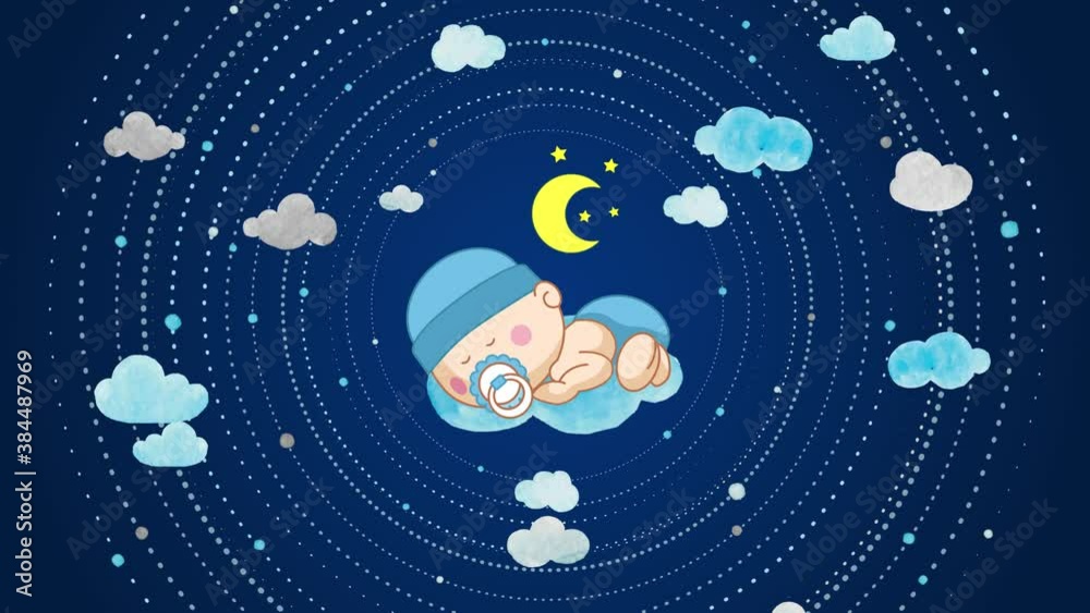 baby shower animation background,clouds and stars in the sky,moon ...