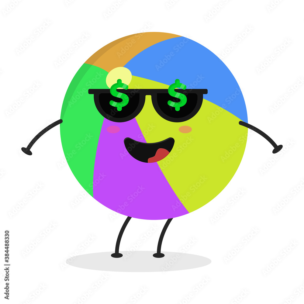 Cute flat cartoon beachball illustration. Vector illustration of a cute ...