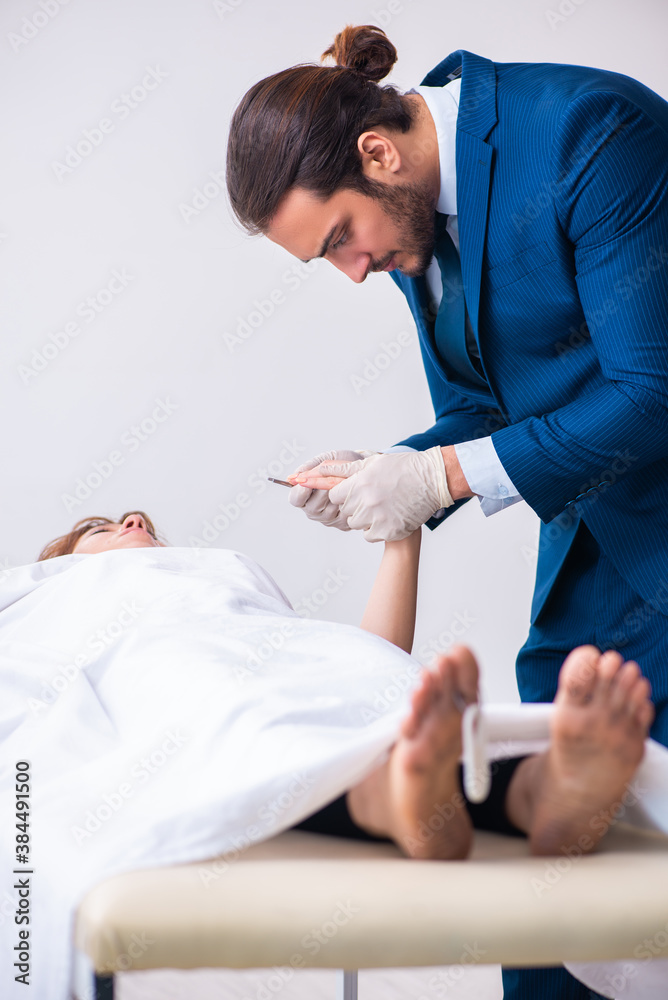 Police coroner examining dead body corpse in morgue Stock Photo | Adobe ...