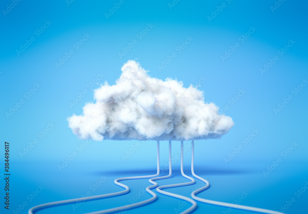 3D render Cloud computing service, cloud data storage technology ...