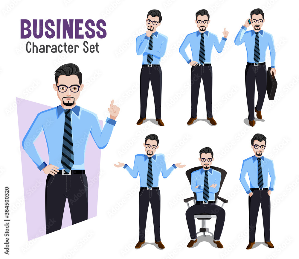 Businessman Characters Vector Set Business Man Manager Character In