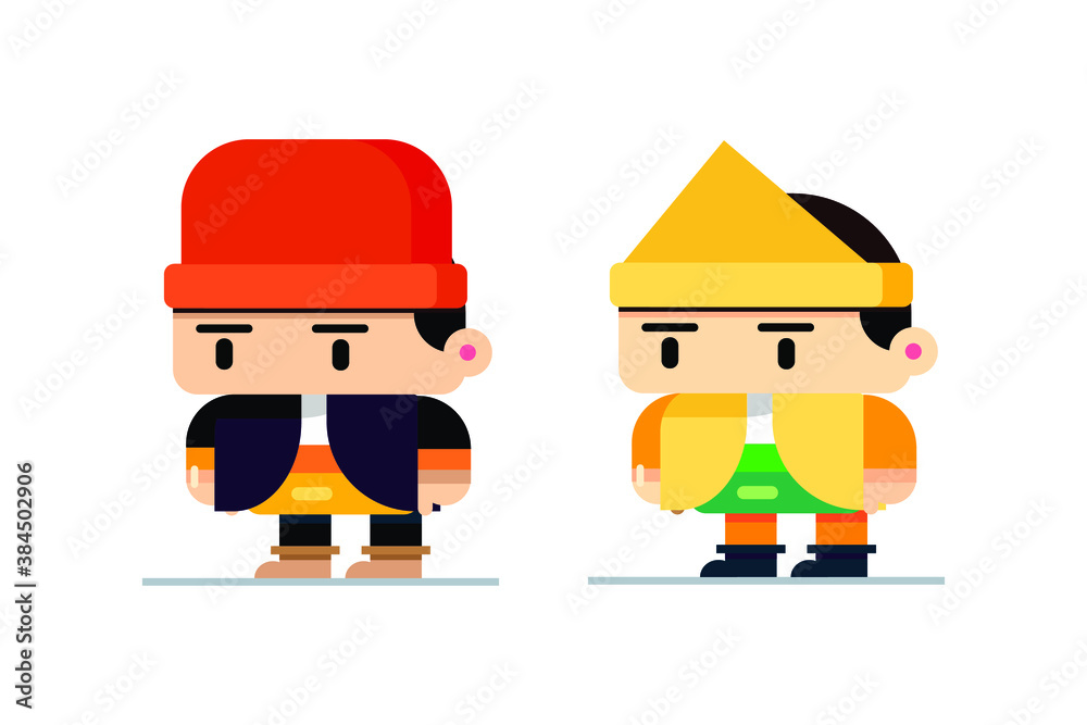 Indonesian cartoon character in traditional dress Stock Vector | Adobe ...