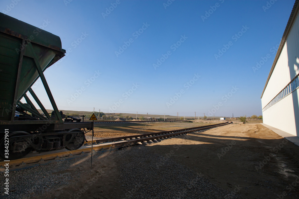 Phosphate fertilizers plant. Railway loader station of fertilizers ...