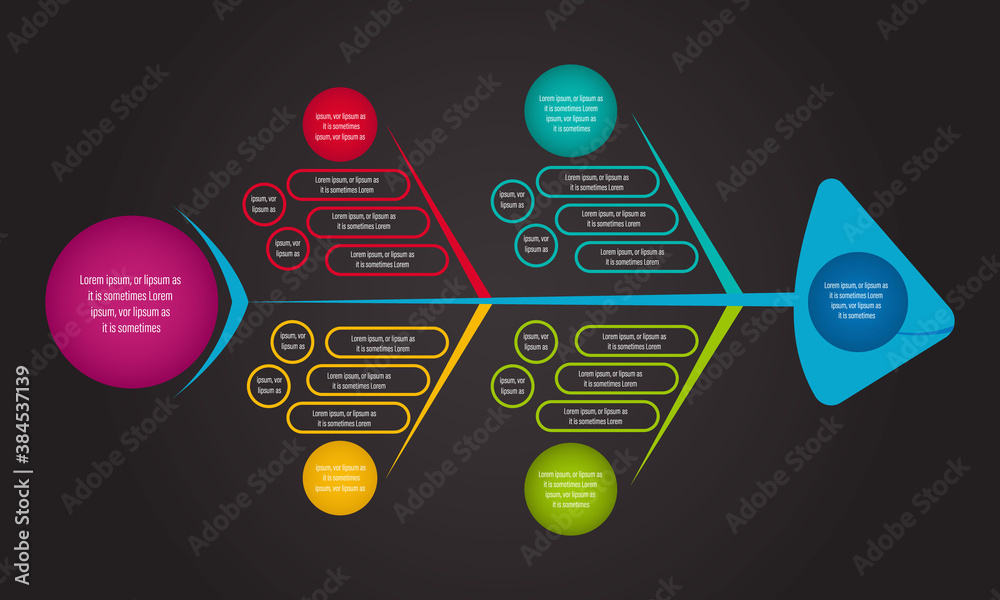 Fishbone diagram with connected elements. Concept of Business ...