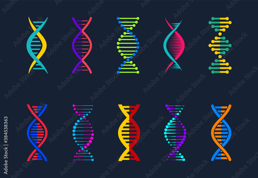 DNA elements set. Structure molecule and chromosome. Genetic signs ...