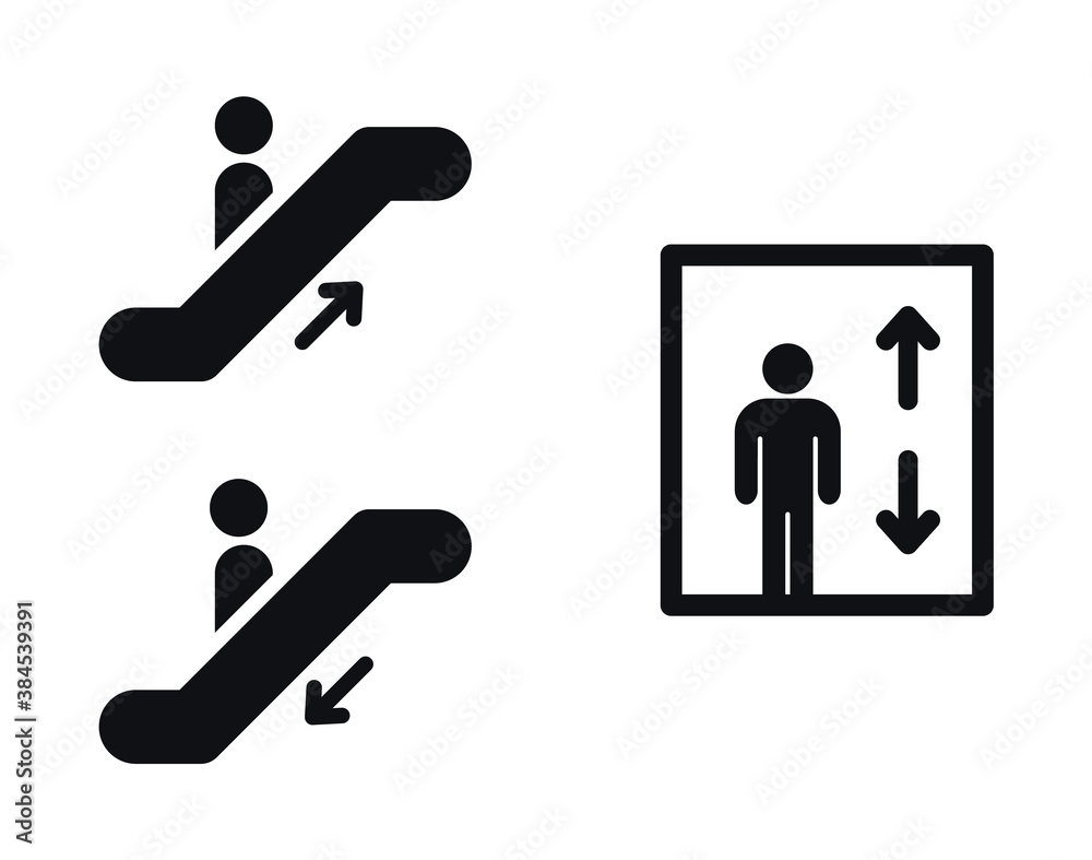 Escalator and elevator signs. Lift and escalator icons. Stock Vector ...