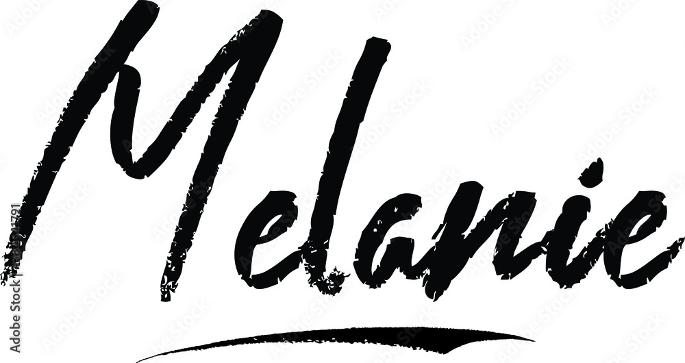 Melanie-Female name Brush Calligraphy on White Background vector de ...
