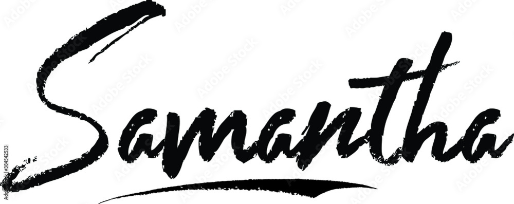 Samantha-Female name Modern Brush Calligraphy on White Background Stock ...