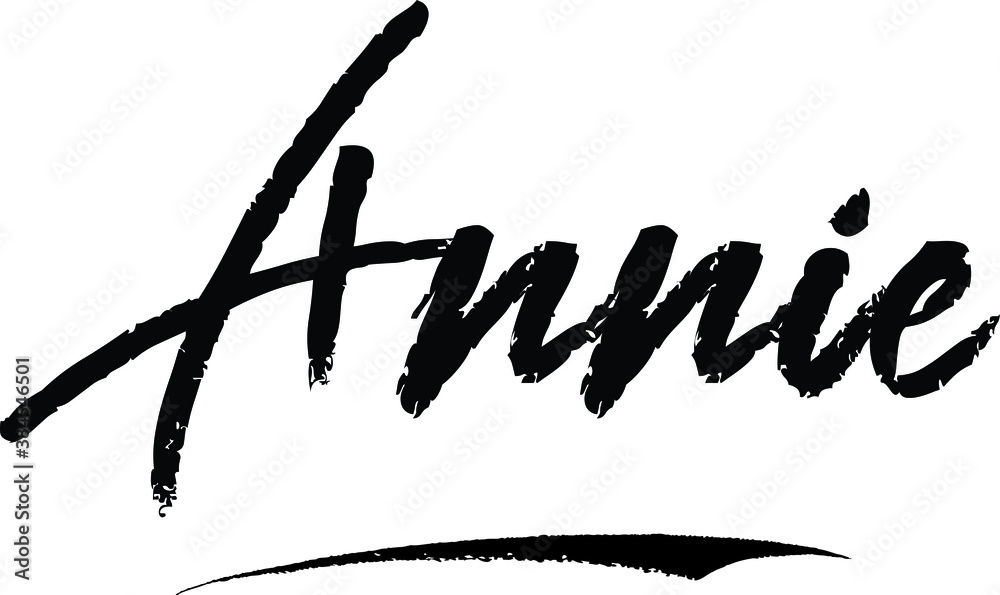 Annie-Female name Modern Brush Calligraphy on White Background Stock ...