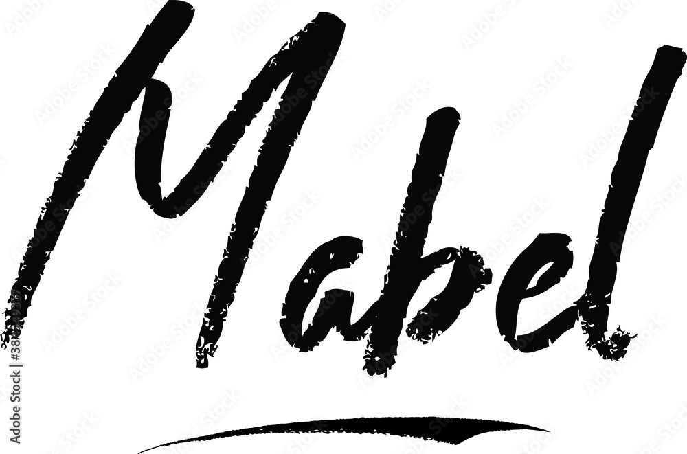 Mabel Female name Modern Brush Calligraphy on White Background Stock ...