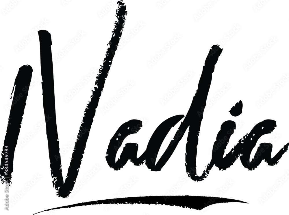 Nadia Female name Modern Brush Calligraphy on White Background Stock ...