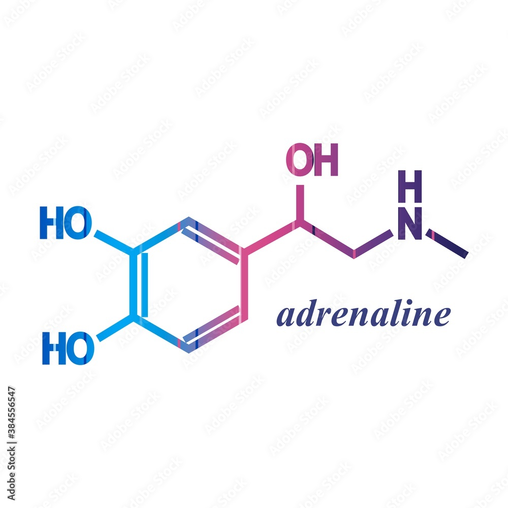 Chemical molecular formula hormone adrenaline. Infographics ...