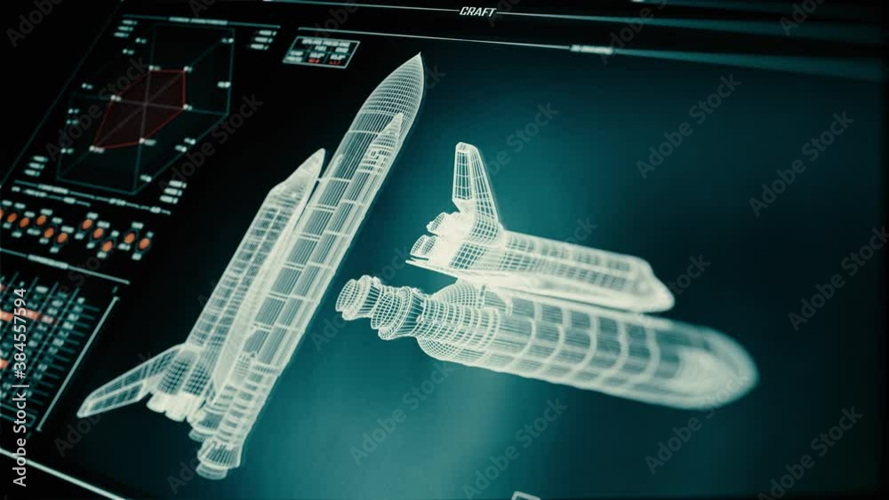 Mission Control Center monitor with indicators and launch parameters ...
