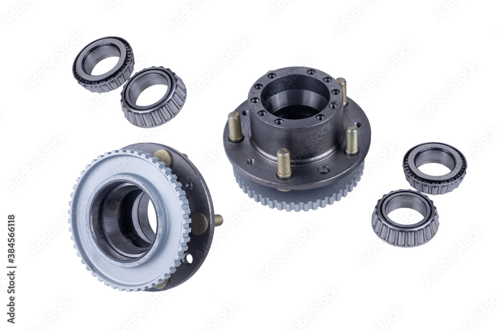 Metal wheel hub on a white isolated background in a photo studio of ...