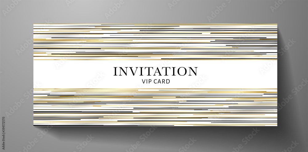 Premium invite VIP card template with gold, silver, black horizontal ...