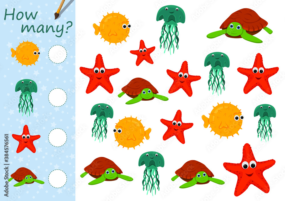 Mini games collection for kids. How many marine animals on picture ...