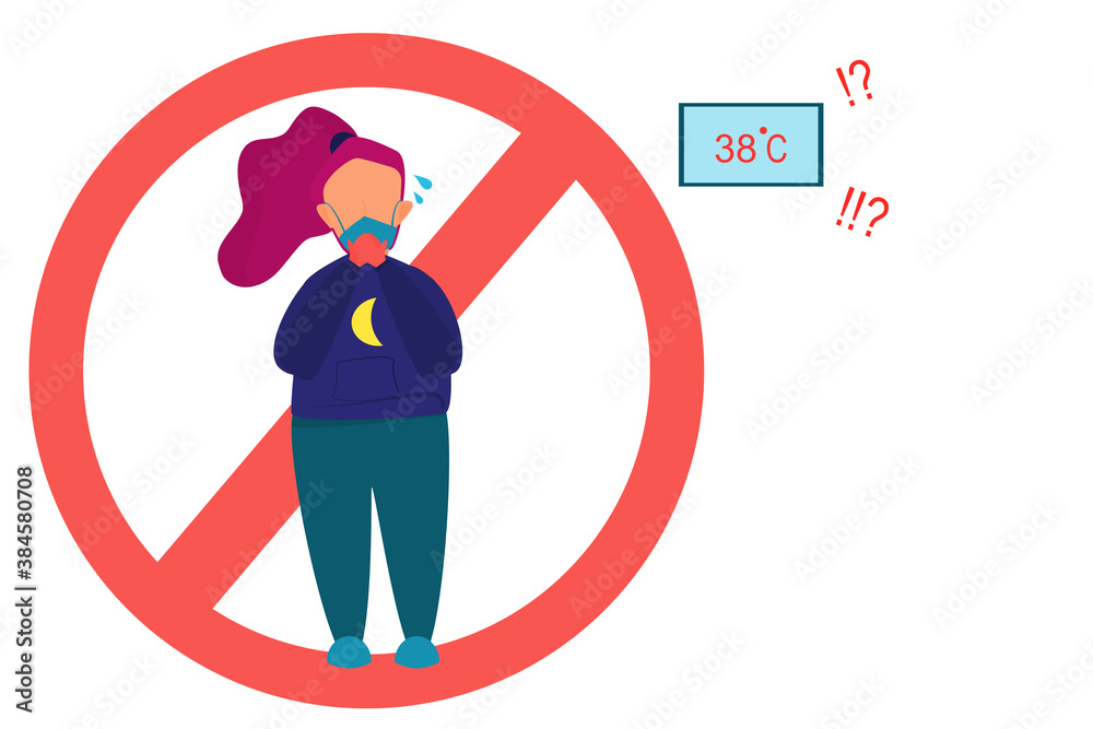 Body temperature measurement concept, young women with higher than ...