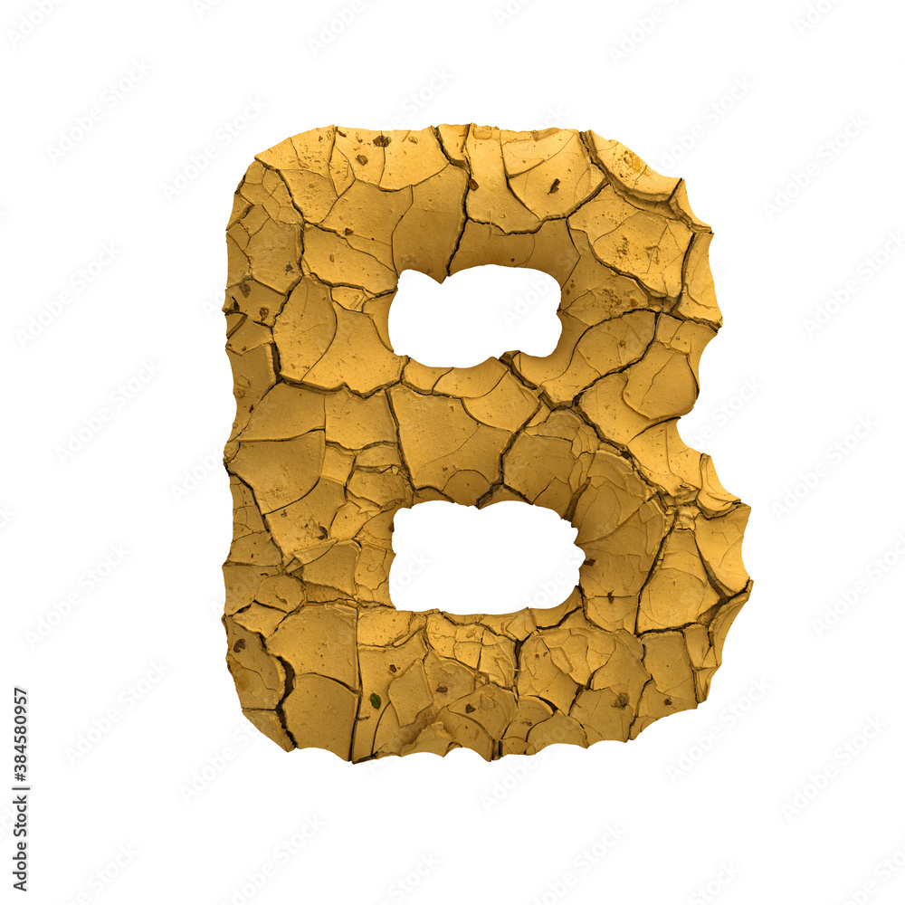 Soil clay letter B - Capital 3d cracked ground font - suitable for ...