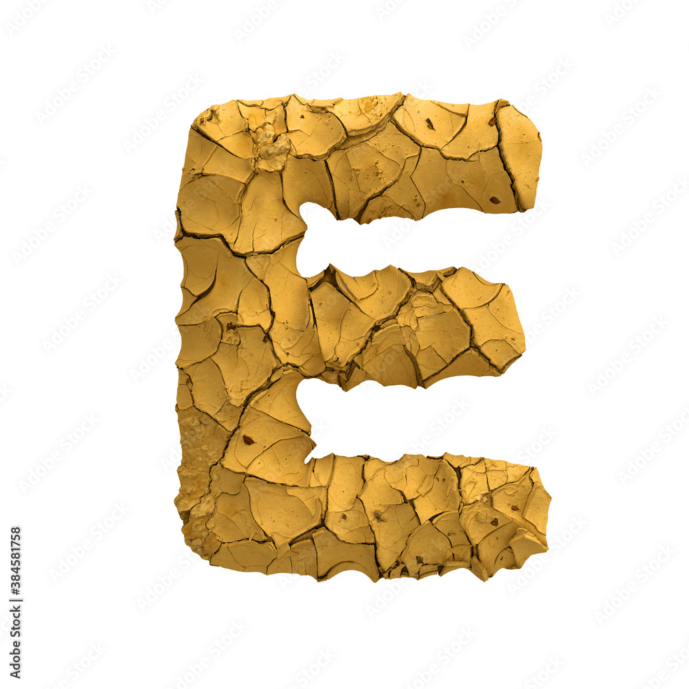 Poster Soil clay letter E - Capital 3d cracked ground font - suitable ...