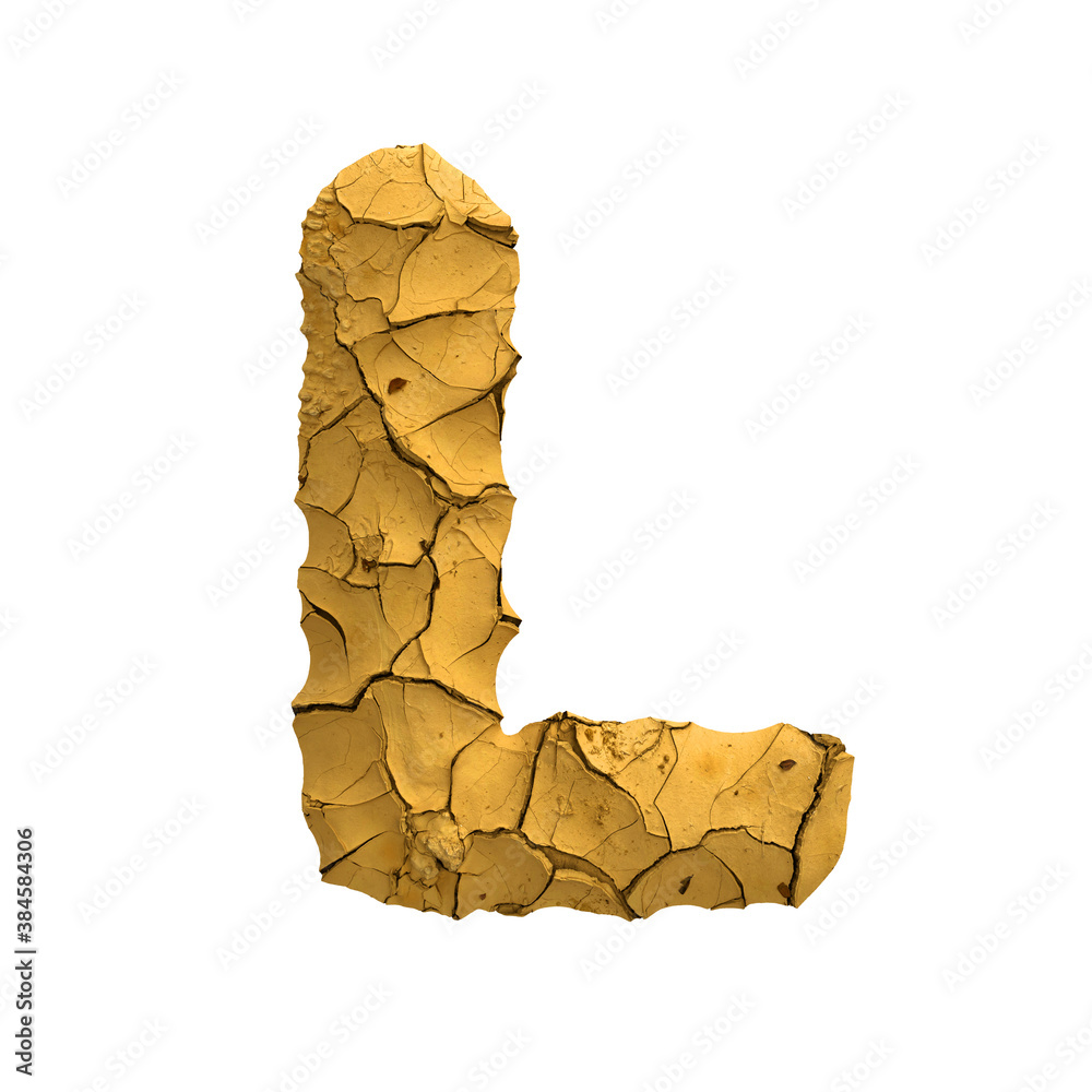 Soil clay letter L - Capital 3d cracked ground font - suitable for ...