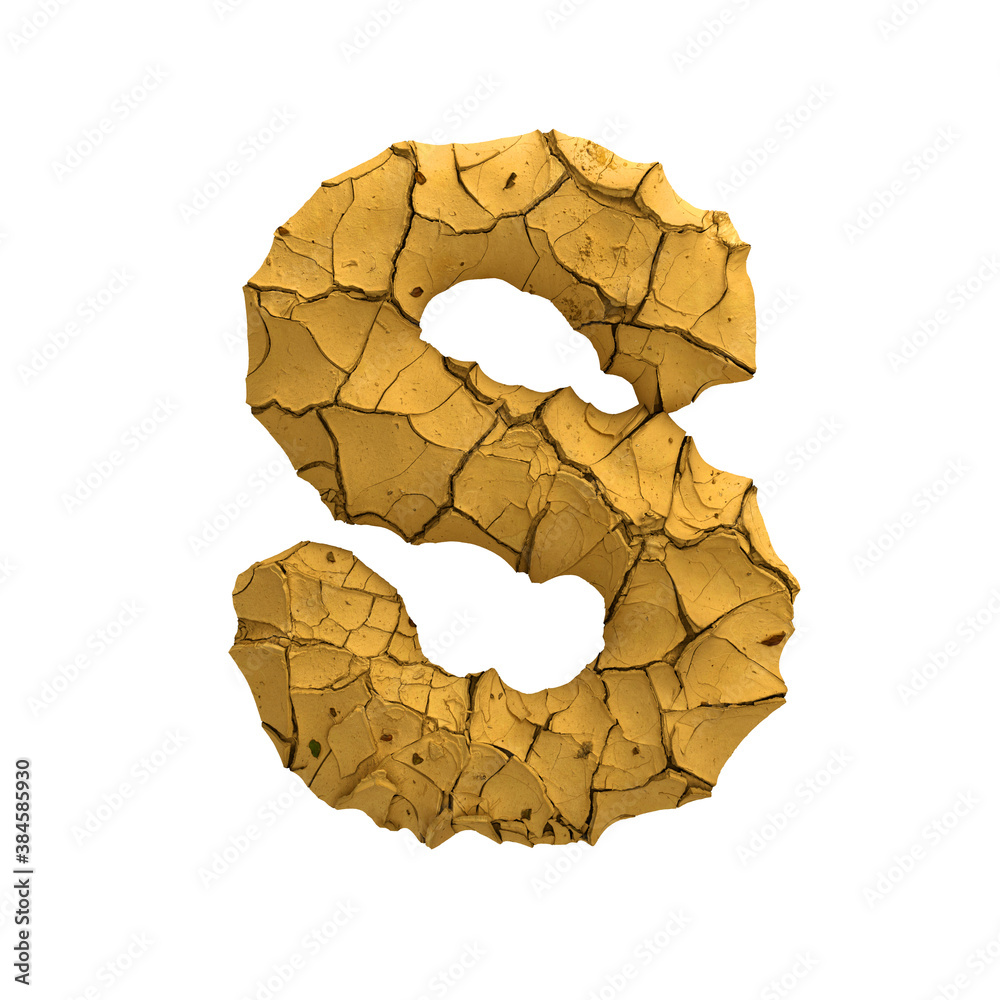 Soil clay letter S - Uppercase 3d cracked ground font - suitable for ...