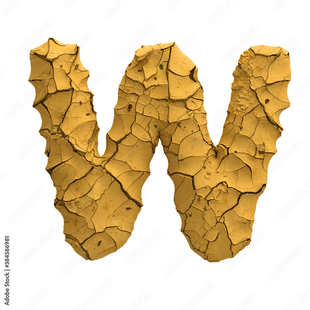 Soil clay letter W - Capital 3d cracked ground font - suitable for ...