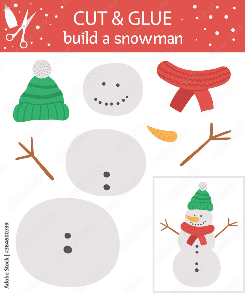 Vetor do Stock: Vector Christmas cut and glue activity. Winter ...
