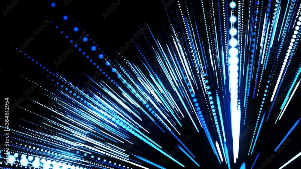 abstract 3d loop background with glowing particles lined up in rows in ...