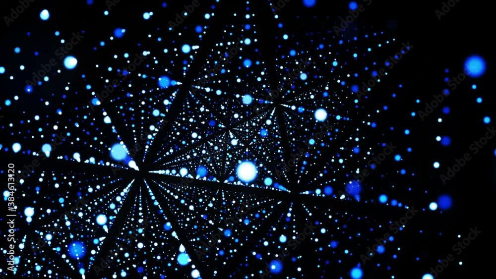 abstract 3d loop background with glowing particles lined up in rows in ...