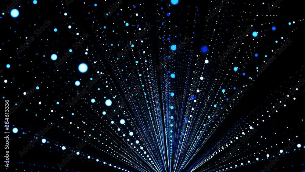 abstract 3d loop background with glowing particles lined up in rows in ...