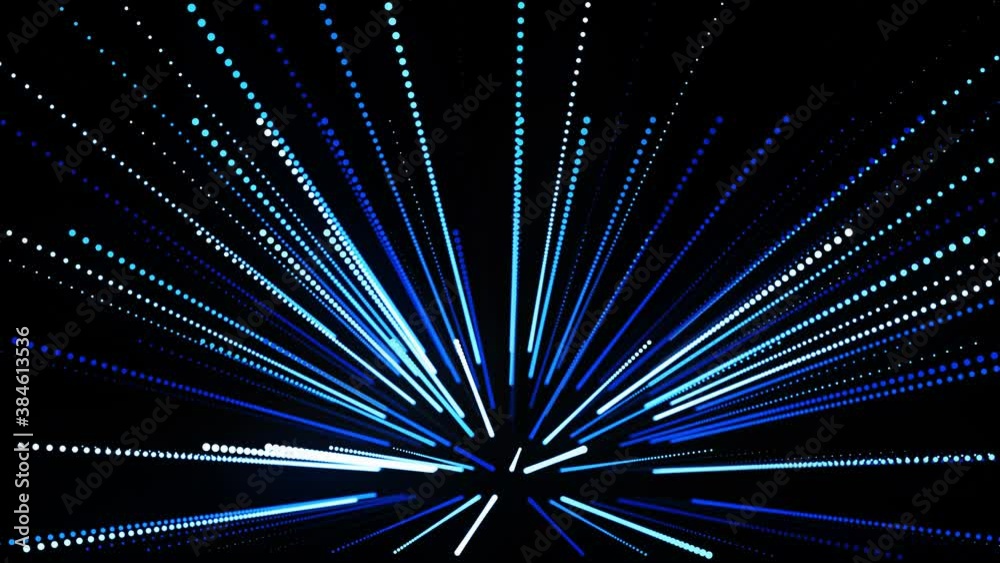 abstract 3d loop background with glowing particles lined up in rows in ...