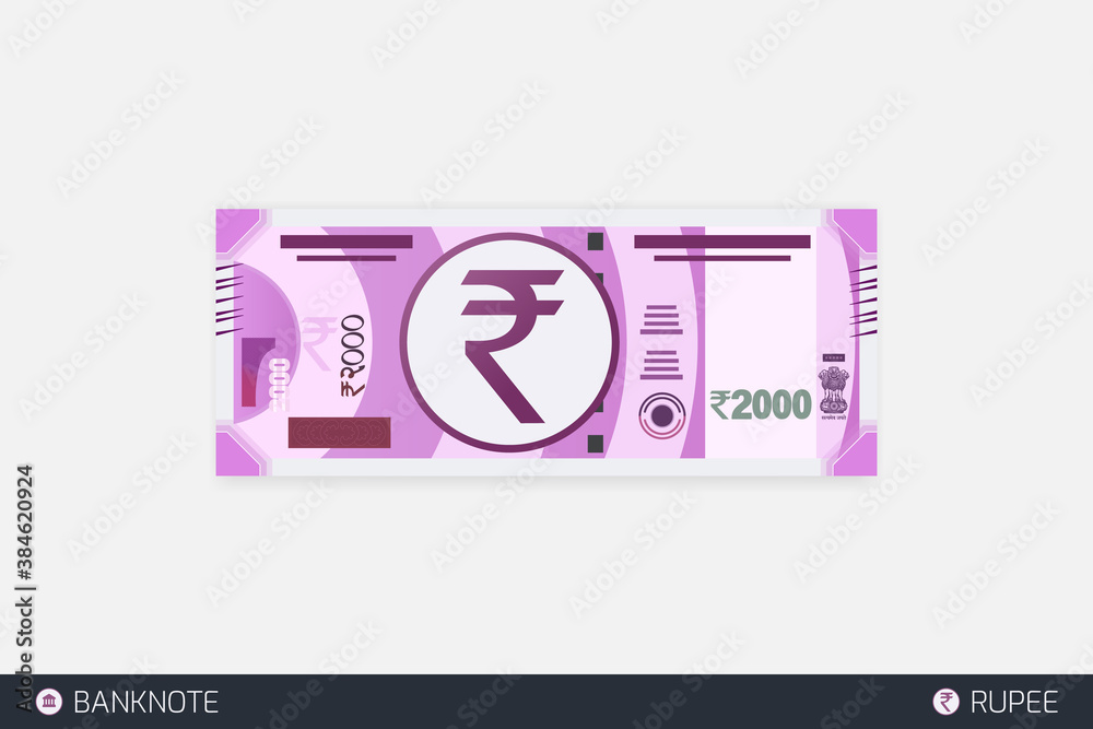 Rupee Indian currency symbol. Flat style Indian two thousand rupee ...