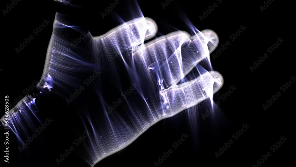 Kirlian aura videography of a male human hand showing different symbols ...
