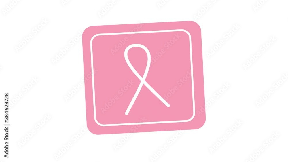 Pink ribbon cancer awareness. Modern style logo animation for october ...