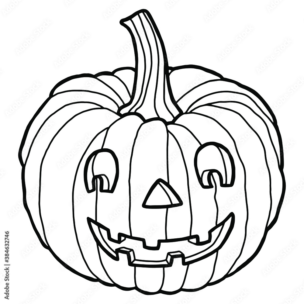 Vector illustration. Coloring page. Hand drawing pumpkin. Outline ...