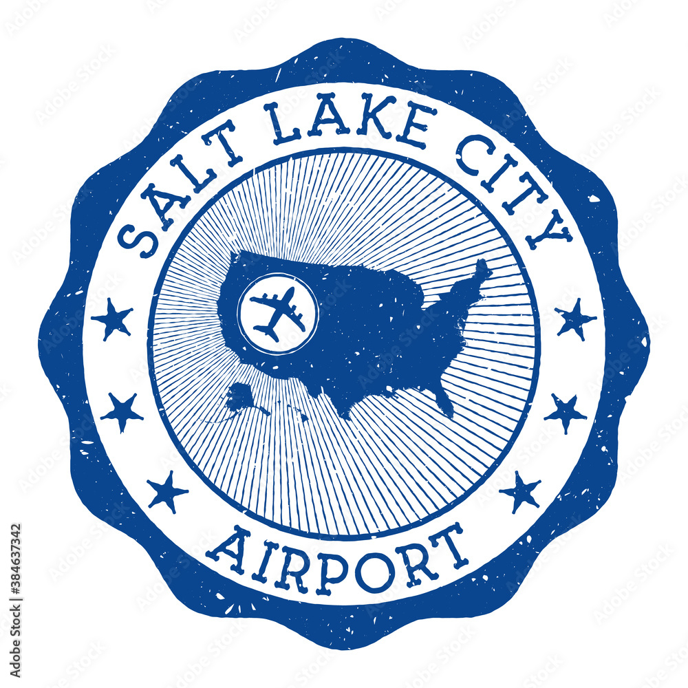 Salt Lake City Airport stamp. Airport of Salt Lake City round logo with ...