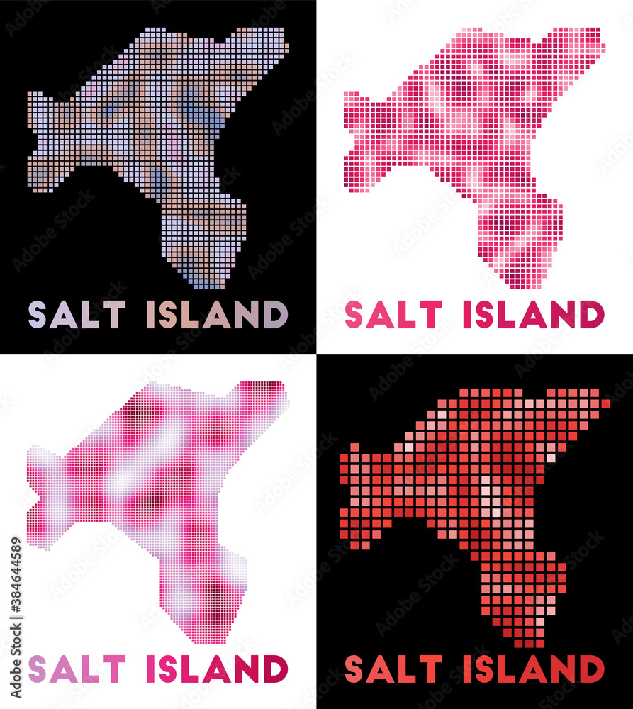 Salt Island map. Collection of map of Salt Island in dotted style ...