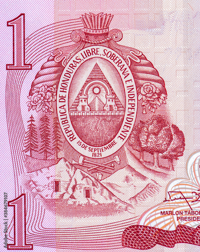 National coat of arms - Escudo Nacional. Portrait from Honduras 1 ...