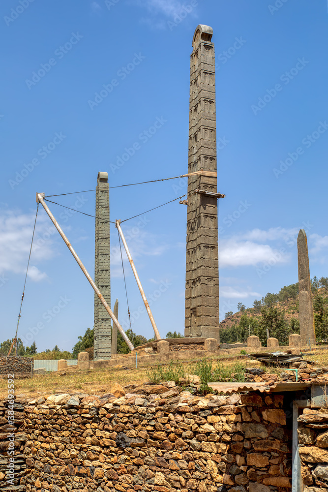 Ancient monolith stone obelisk, symbol of the old Aksumite civilization ...