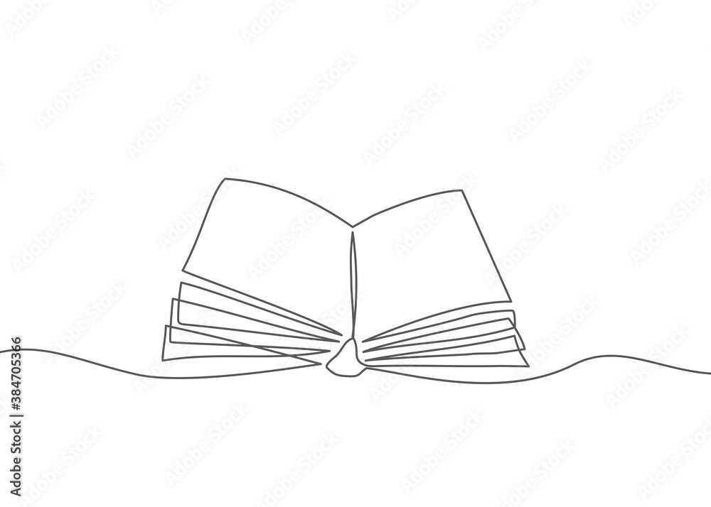 Book One line drawing Vector book in line style on white background ...