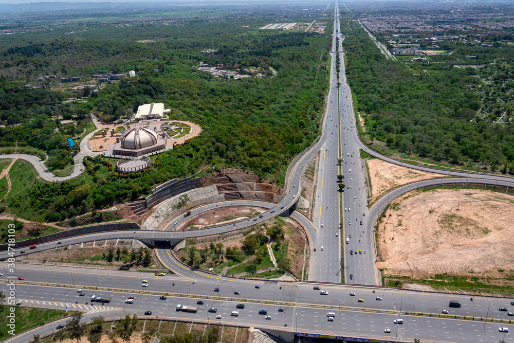 aerial view of Pakistan monument and road structure in Islamabad Stock ...