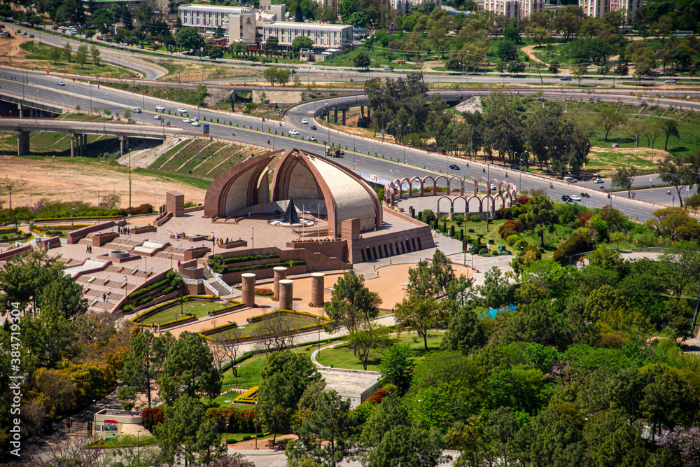 an aerial view of Pakistan monument Islamabad, cityscapes and landscape ...