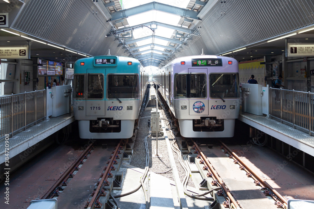 Musashino, Tokyo, Japan-August 17, 2019: Keio Inokashira line: Local ...
