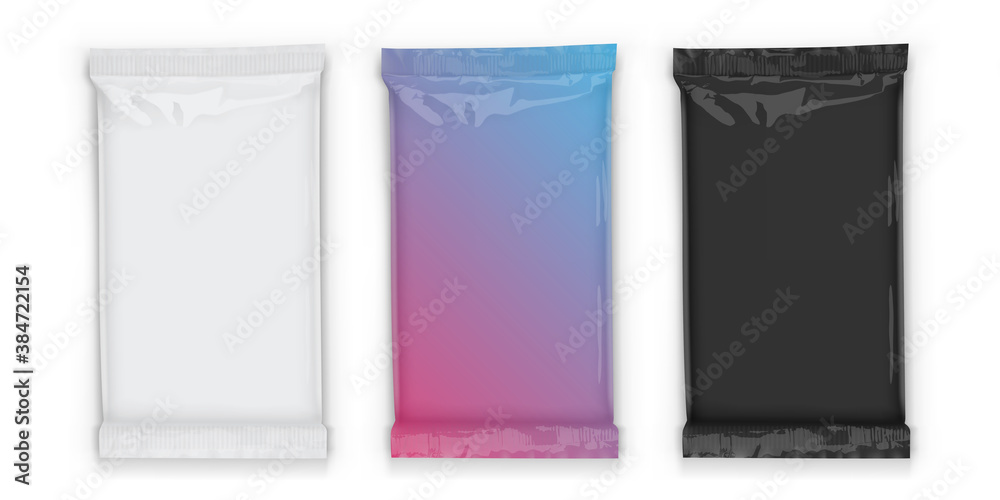 paper flow packaging with transparent shadows isolated on white ...