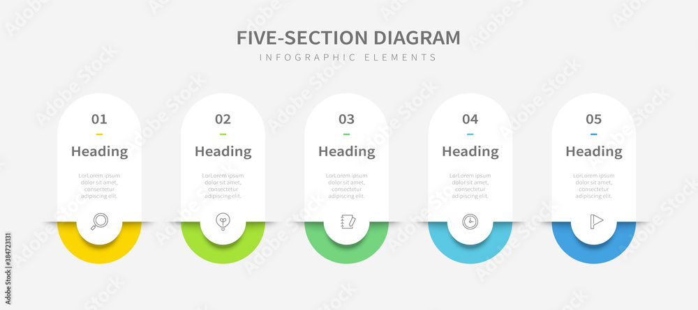Five section diagram infographics Stock Vector | Adobe Stock