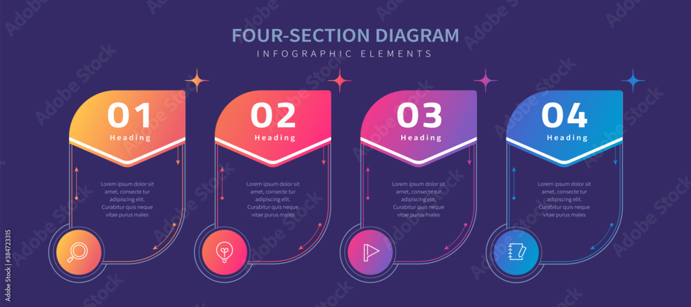 Four section diagram infographics Stock Vector | Adobe Stock